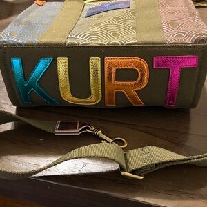 Kurt Geiger | Bags | Kurt Geiger Olive Green Tote With Multicolor ...
